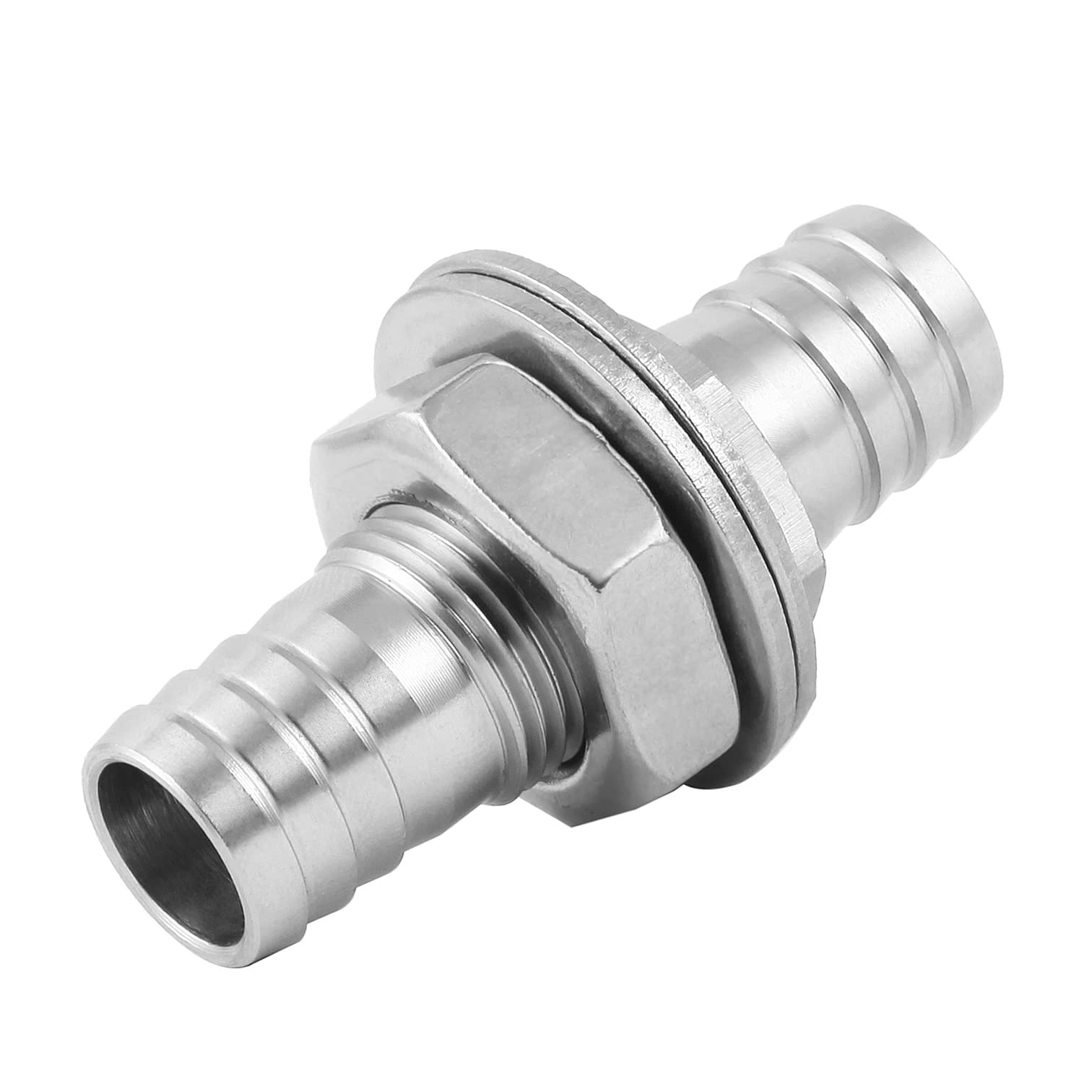Snapklik.com : Stainless Steel 1/2" Hose Barb Bulkhead Fitting Thru ...