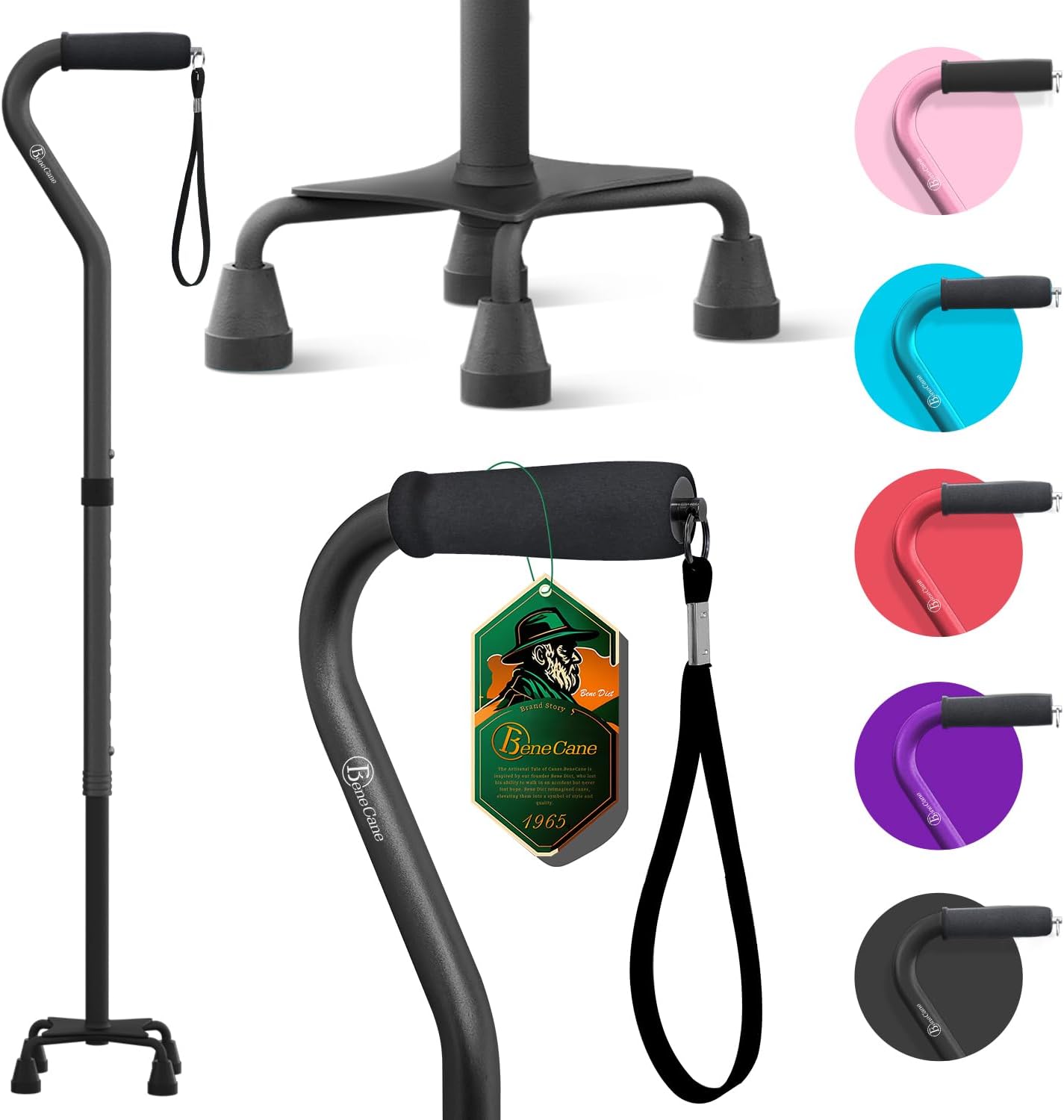 Amazon.com: Carex Health Brands Quad Cane - Adjustable Height Quad Cane ...