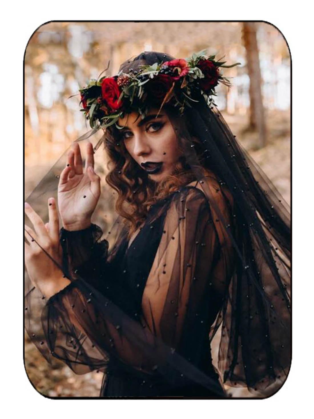 HEREAD Black Pearl Wedding Veil Short Waist Fingertip Length 2 Tiers ...