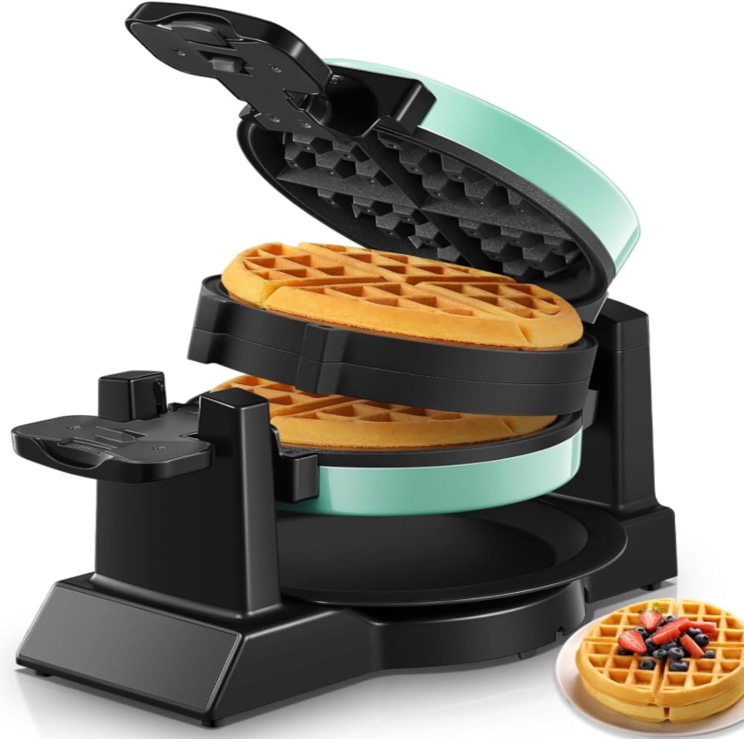 Amazon.com: FOHERE Double Waffle Maker, 1400W Rotating Belgian Waffle ...