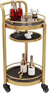 Amazon.com: Bar Cart Gold Rolling Cart, 2-Tier Serving Bar Trolley with ...