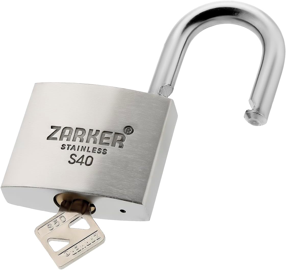 Zarker S40 keyed Padlock, Heavy Duty Stainless Steel Lock, Waterproof ...