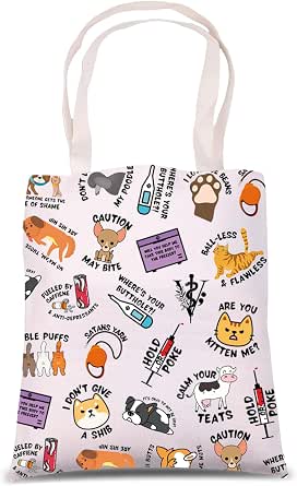 Amazon.com: MNIGIU Funny Vet Med Tote Canvas Bag Vet Tech Gift Animal ...
