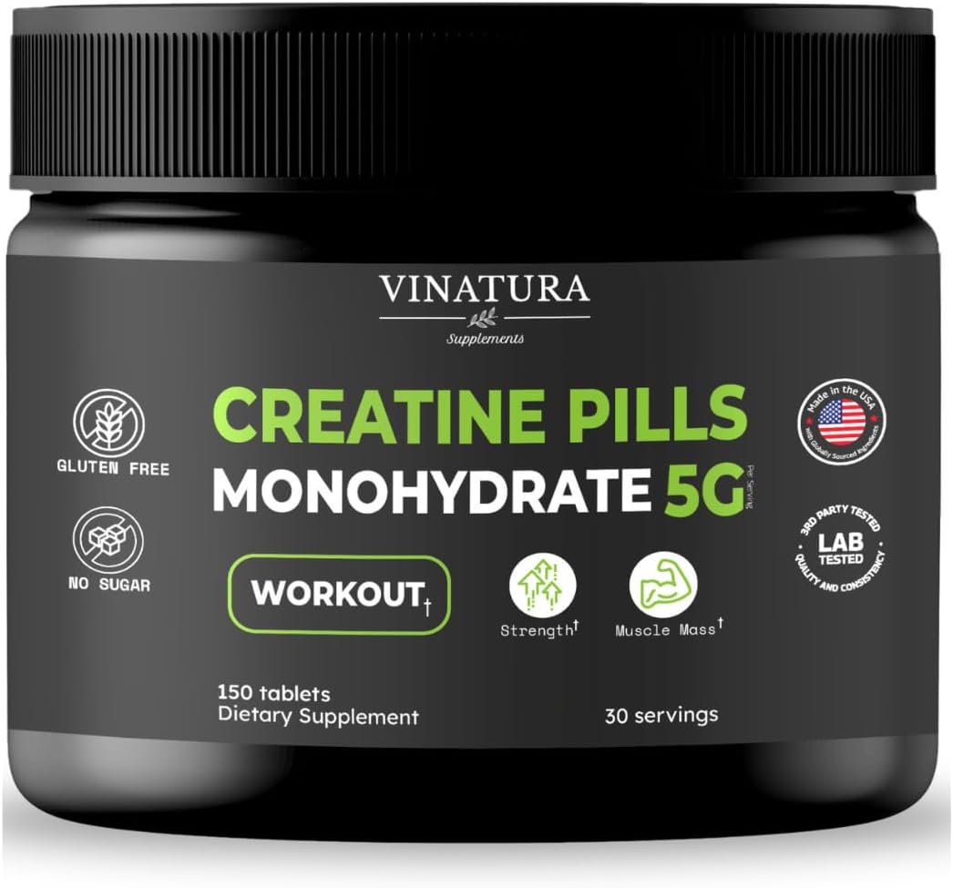Amazon.com: VINATURA Creatine Monohydrate Pills 5g - creatine Tablets ...