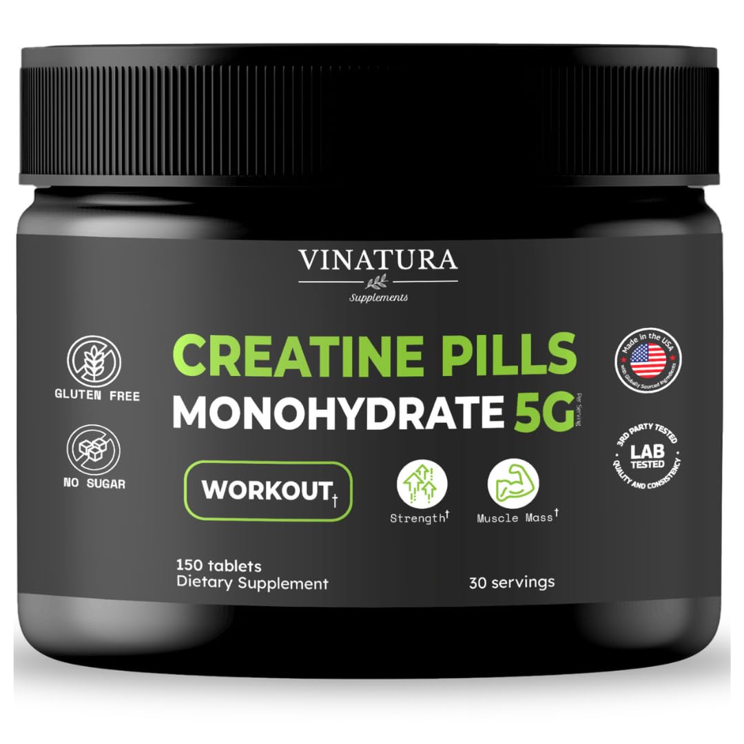 Amazon.com: VINATURA Creatine Monohydrate Pills 5g - creatine Tablets ...