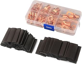 Amazon.co.jp: 140pcs SC6-25 Copper Cable Lugs Battery Terminal Set Bare ...
