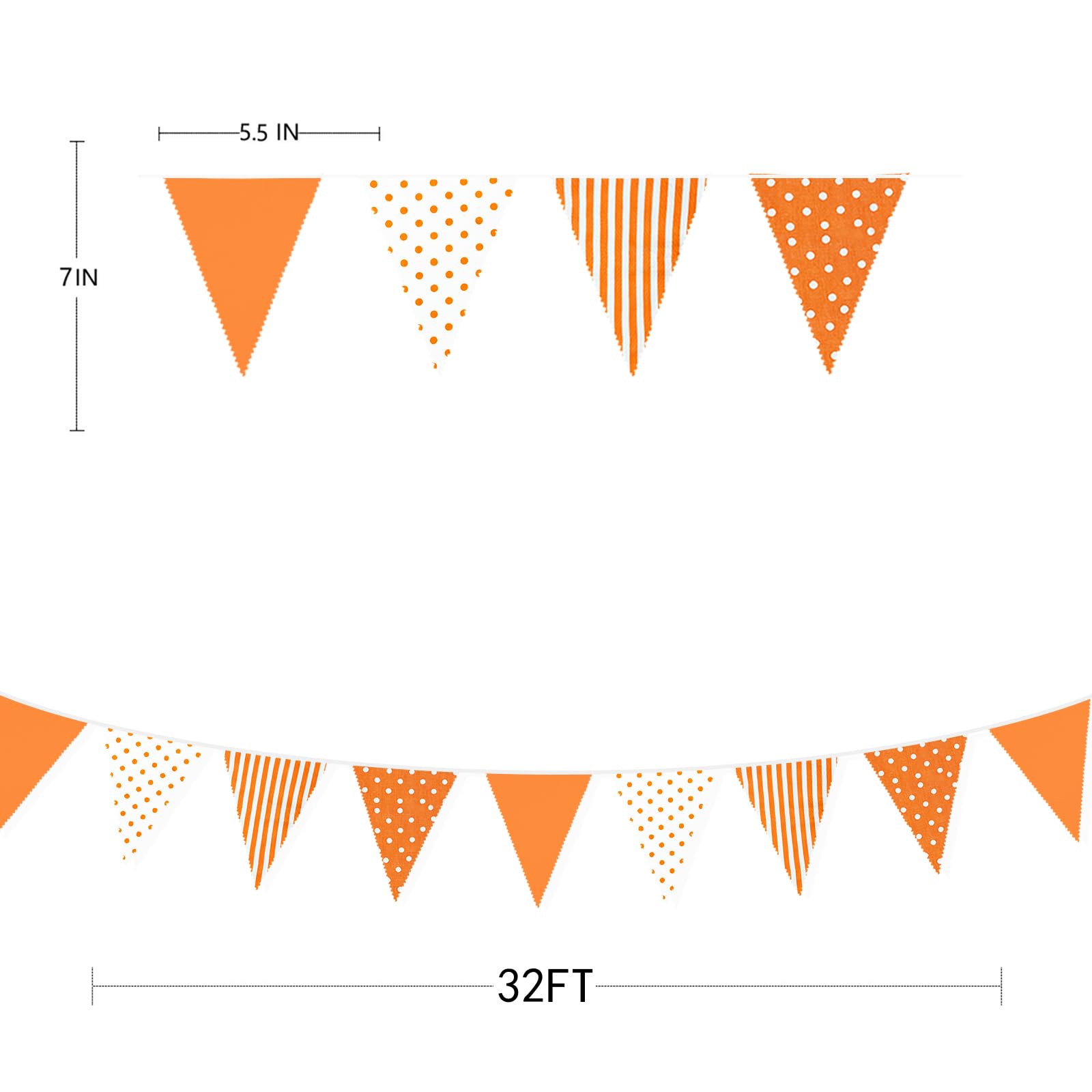 Snapklik.com : 32Ft Orange Stripe Dot Triangle Flag Fabric Banner ...