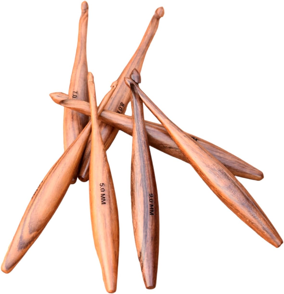 Amazon.com: Large Handle Wooden Crochet Hooks Set | Wooden Ergonomic ...