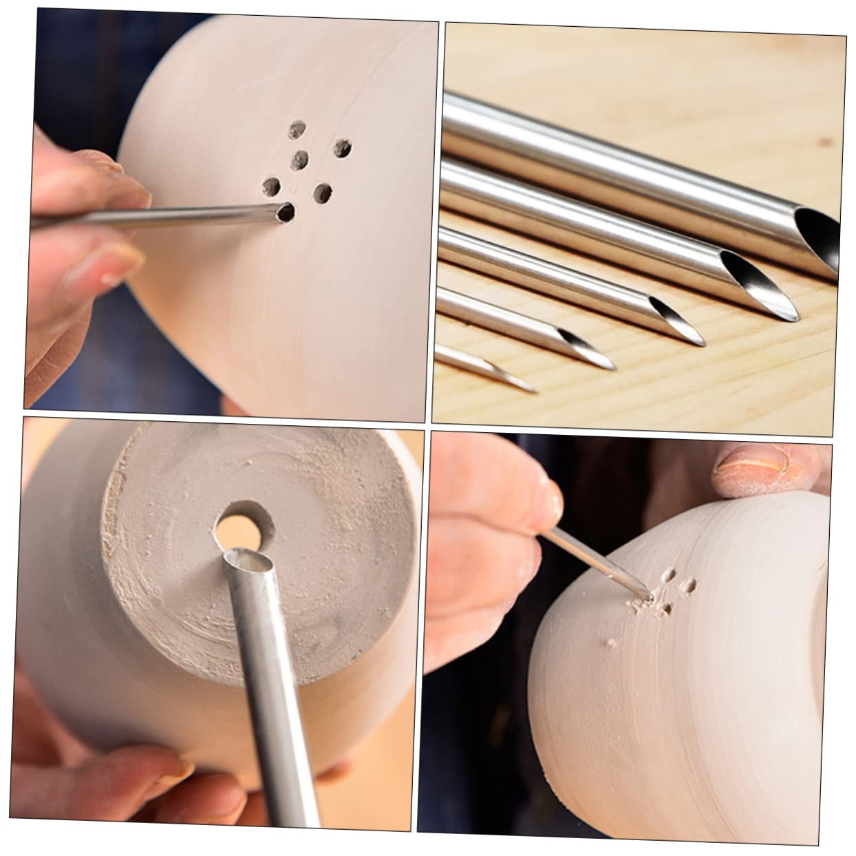 Snapklik.com : Stainless Steel Hole Puncher Set - 5Pcs Round Clay Hole ...