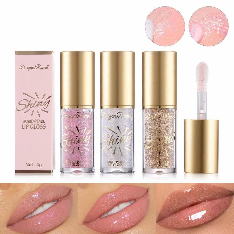 Amazon.com : Glitter Lip Oil,Hydrating Tinted Lip Balm,Clear Glitter ...
