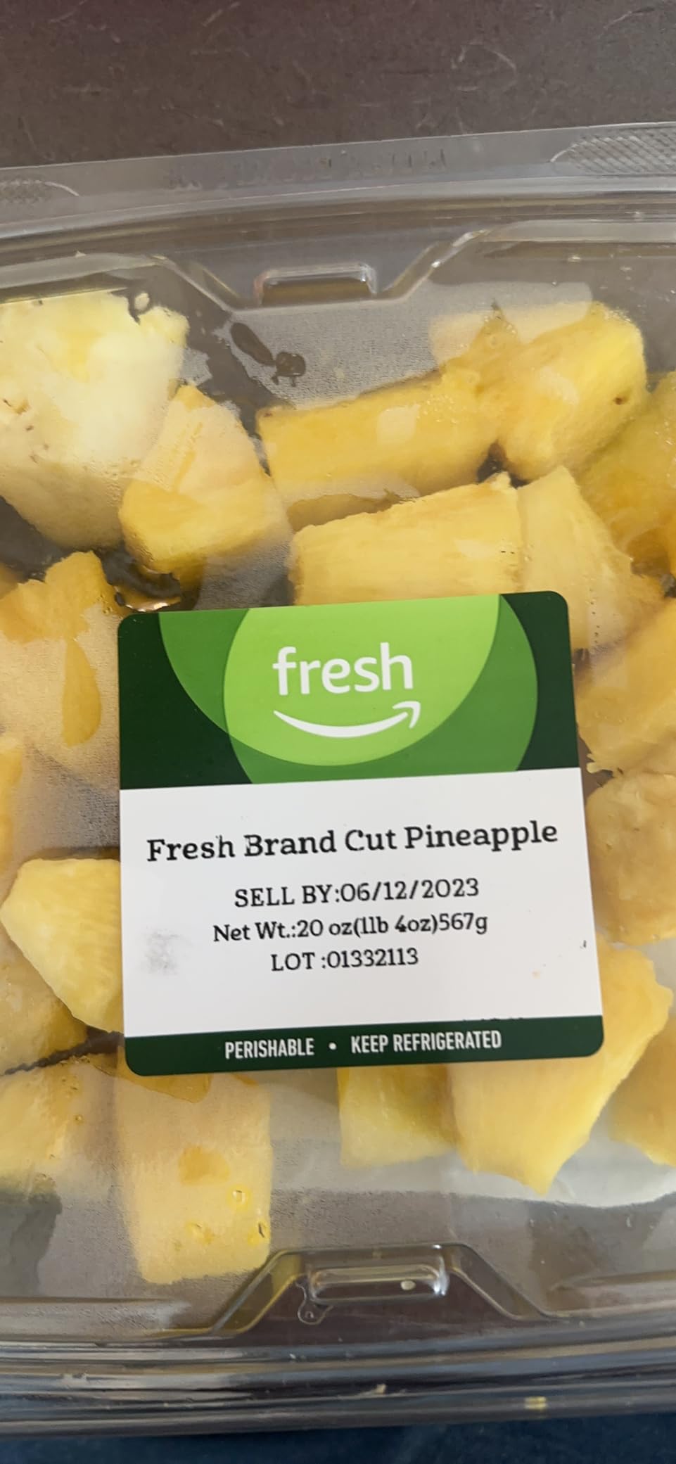 Amazon.com: Amazon Fresh Brand, Cut Pineapple, 20 Oz : Grocery ...