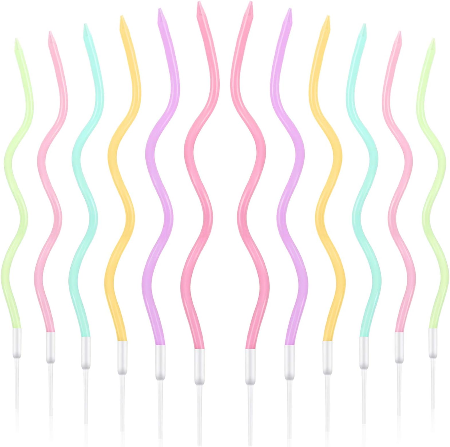 Amazon.com: 48 Pieces Twisty Birthday Candles Spiral Cake Candles with ...