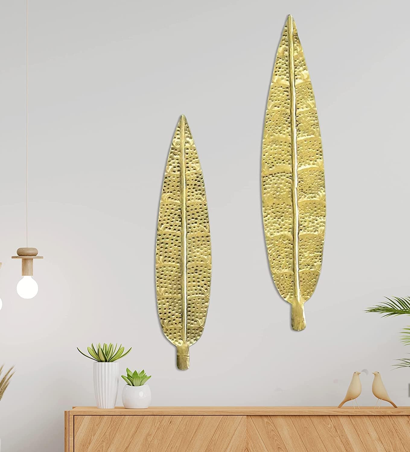 CraftVatika Metal Iron Ham Leaf Couple Wall Art Sculpture And Hanging ...