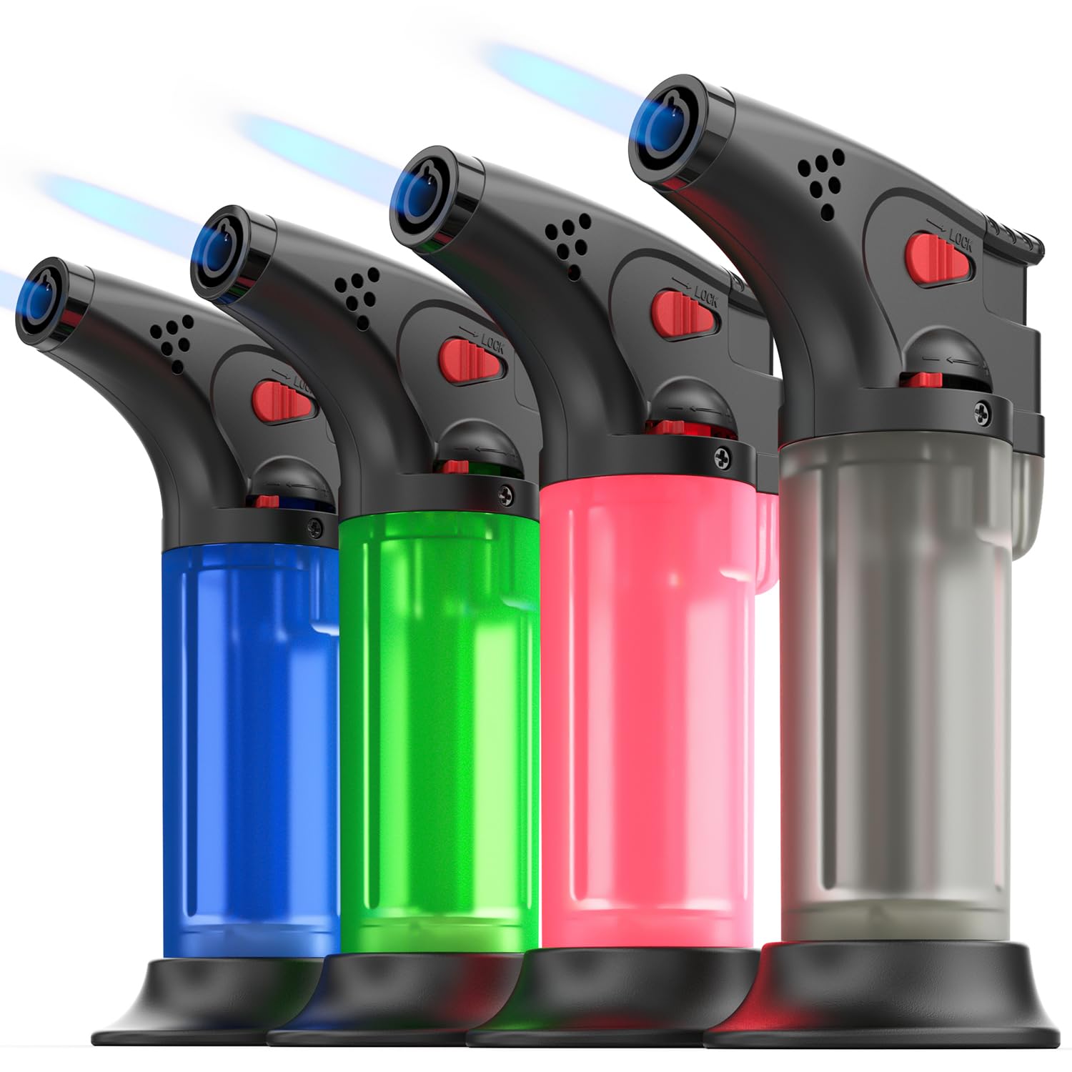 Pack of 4 Jet Lighters, Windproof Gas Lighter Butane Refillable ...