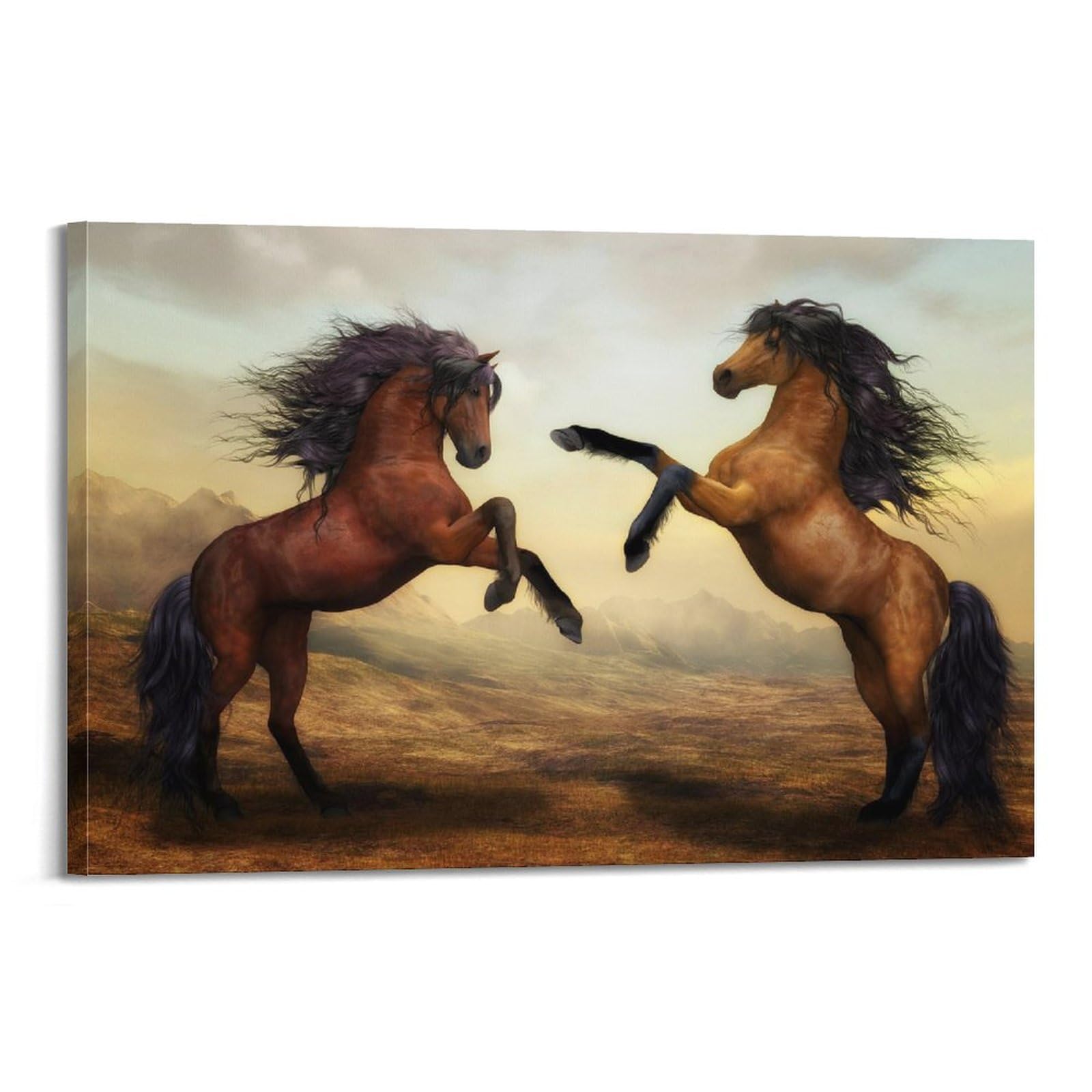 Chevaux Bruns Tableau Déco Galop Vers La Liberté Chevaux Bruns Et