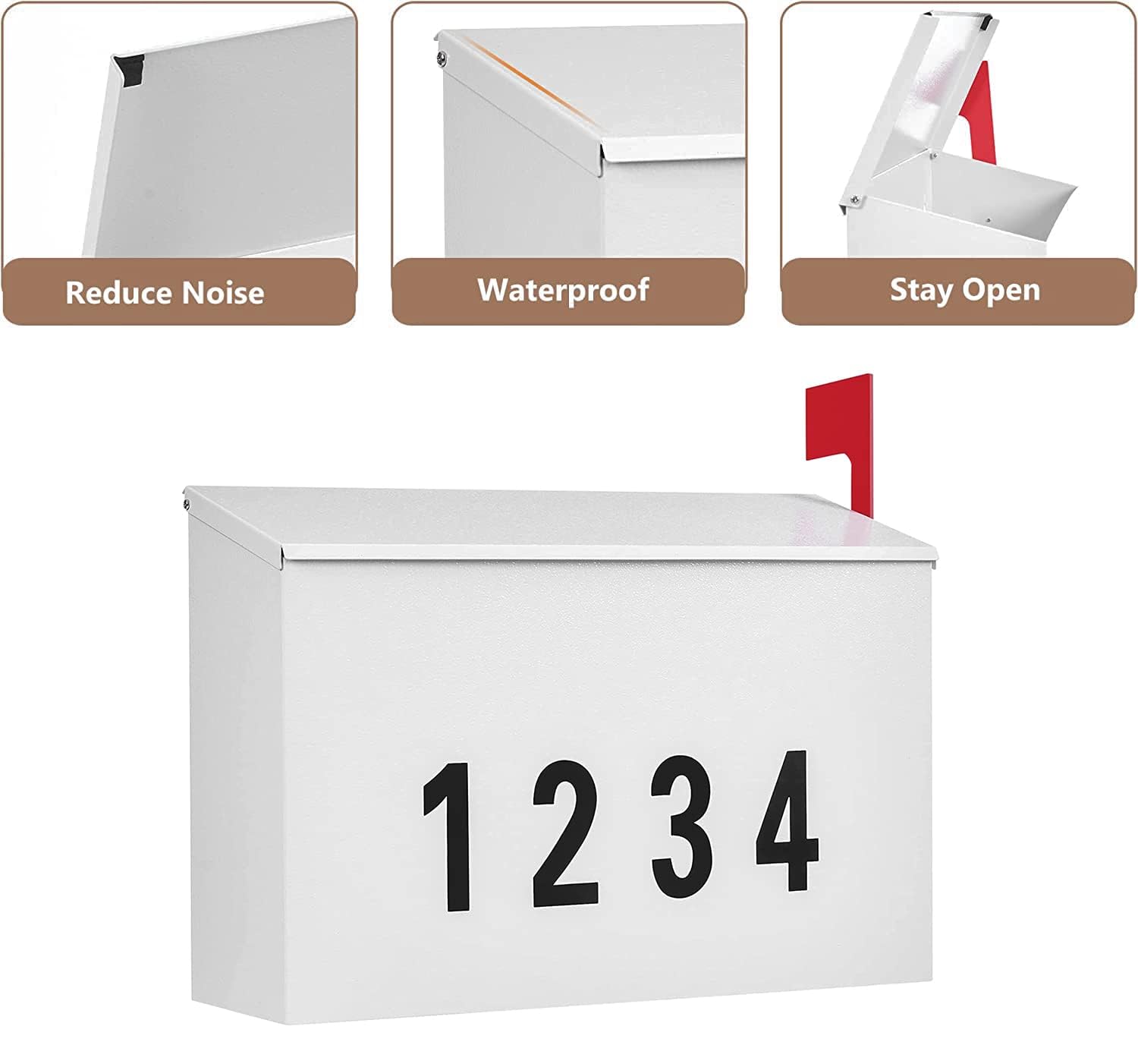 Weather Resistant Galvanized Steel Mailbox Modern Wall Mount Mailbox ...