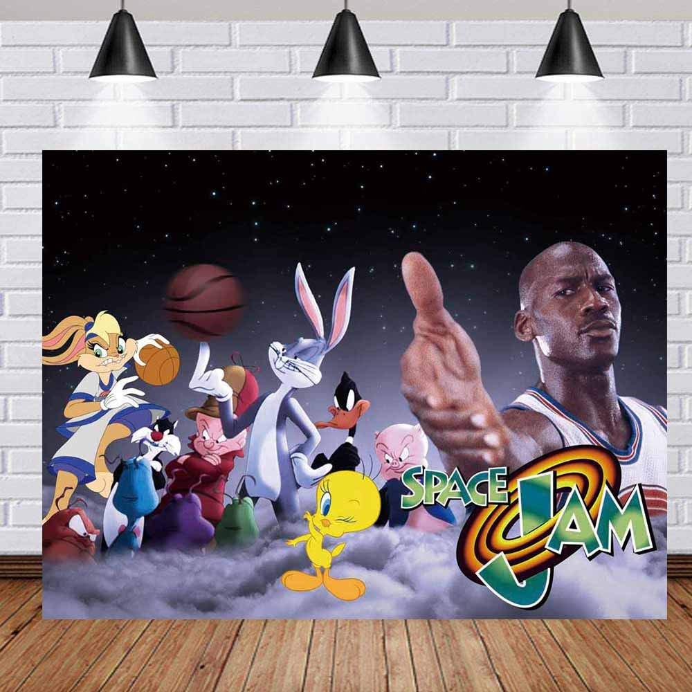 Space Jam Backdrop , Basketball Court Backdrop Children Boys Themed ...