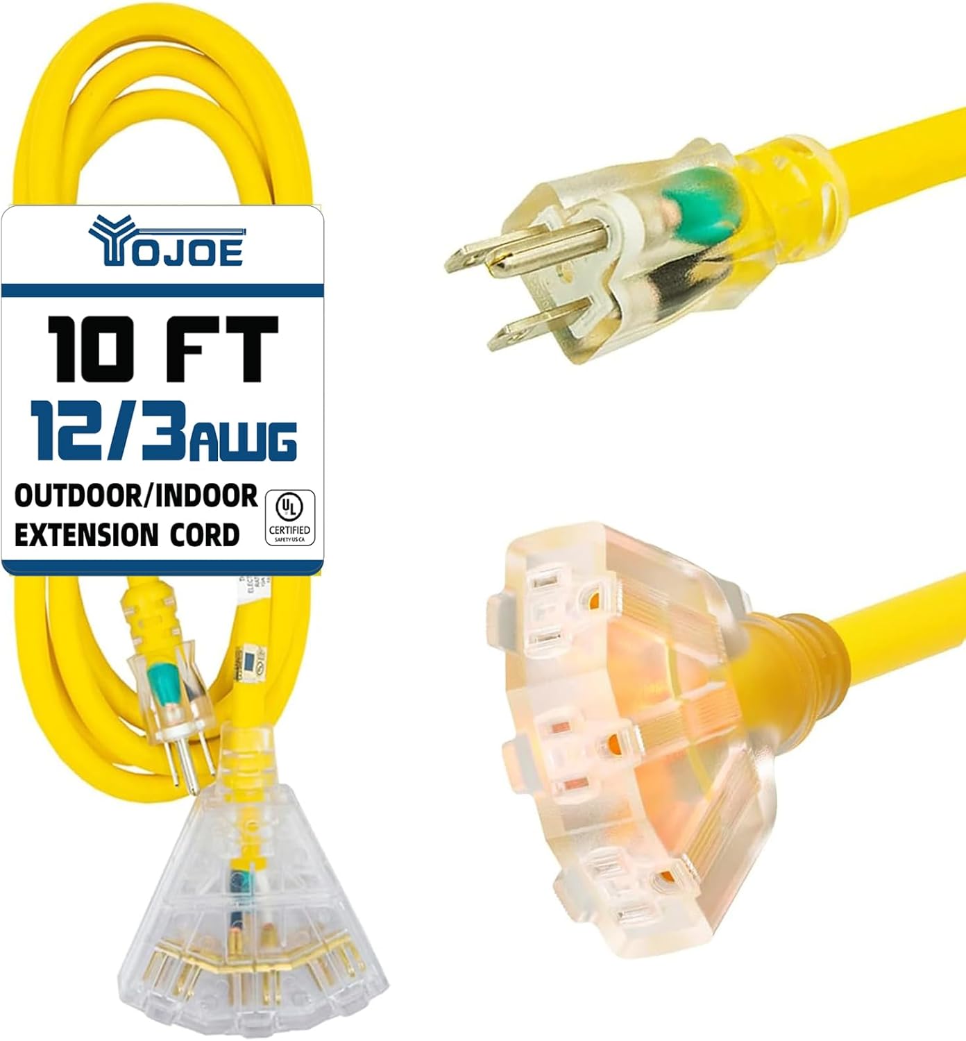 Amazon.com: YOJOE 3-Outlets Indoor Outdoor Extension Cord with Lighted ...