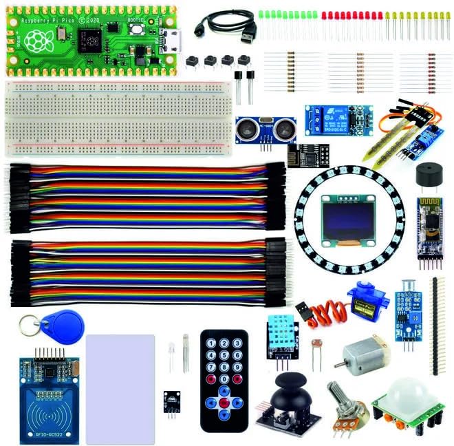 Raspberry Pi Pico Mega Kit - 90 Pieces Electronic Starter Kit with Pico Microcontroller, Sensors ...