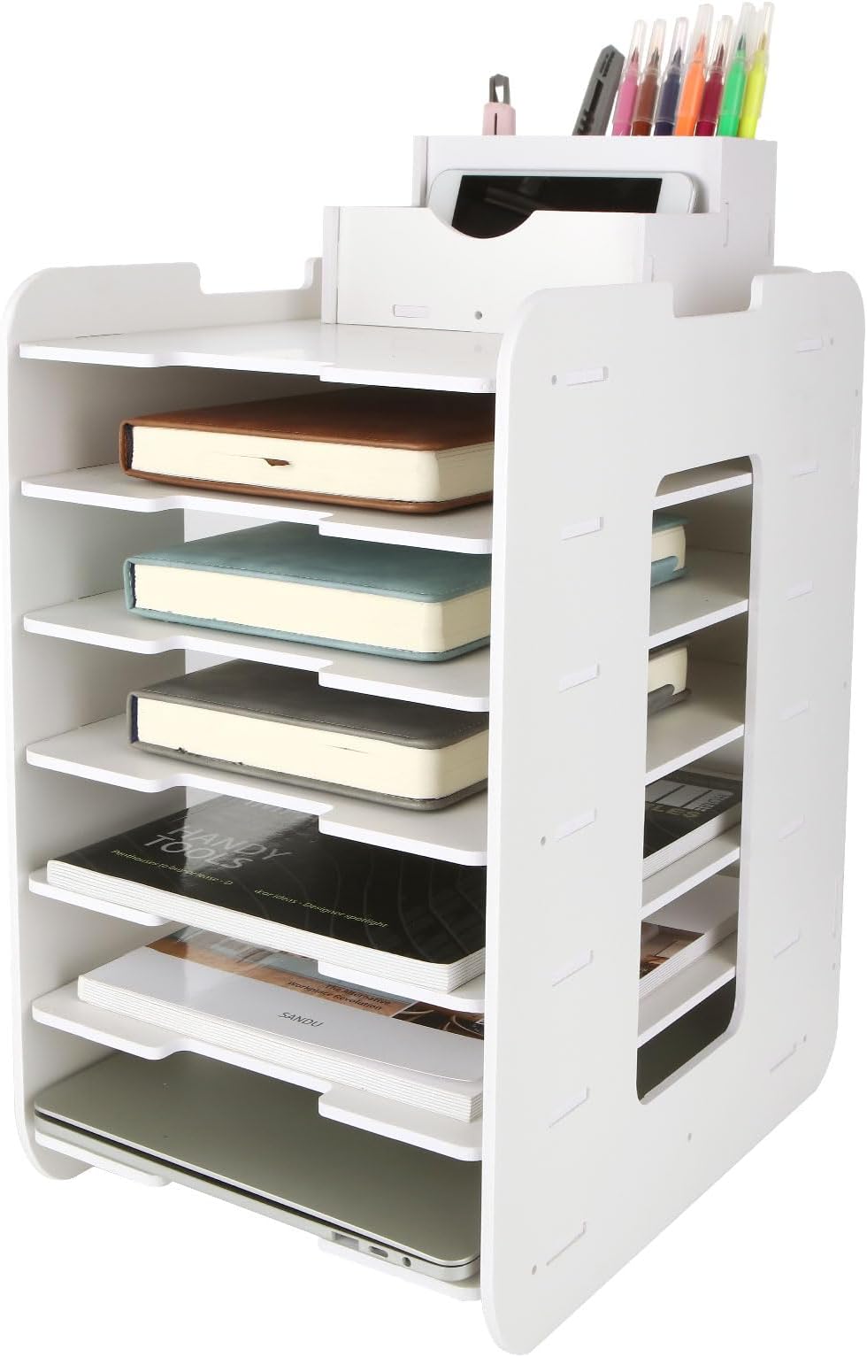 7 Tier Desktop File Holder, Office Desk Paper Tidy Organiser, Letter ...