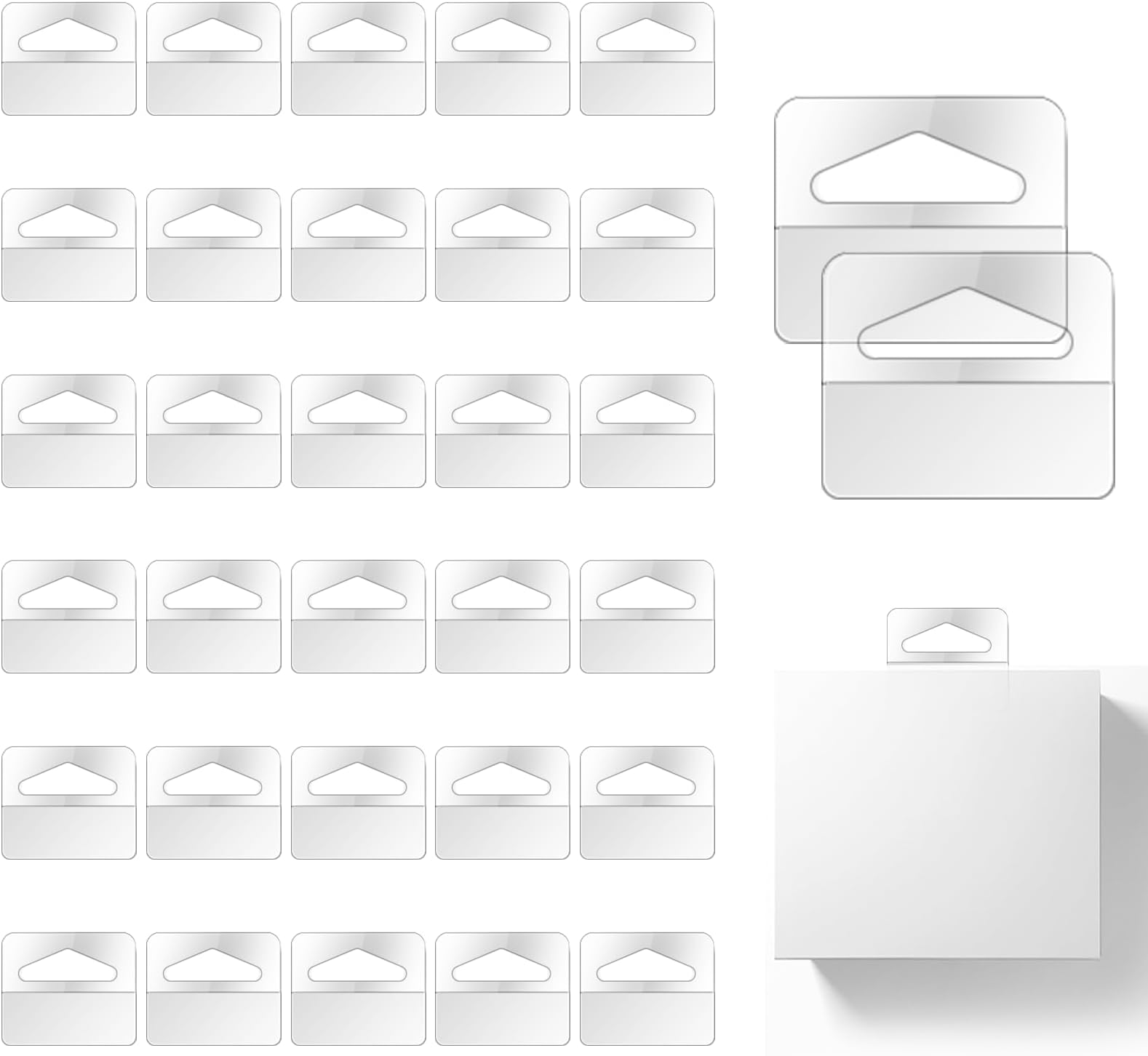 200PCS Plastic Tags Sticky Tabs for Wall Hanging Clear Slot Hole Sticky ...