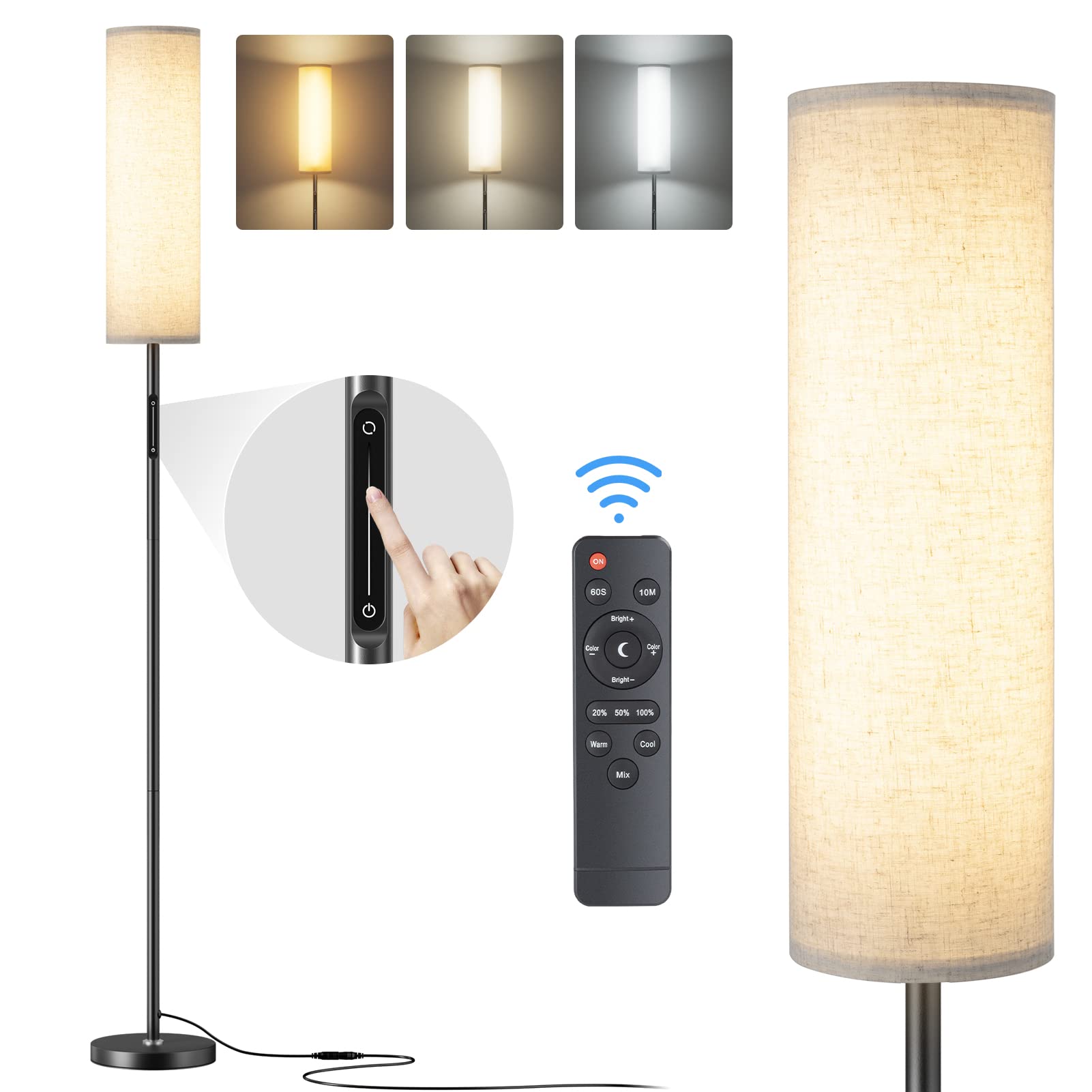 anyts Floor Lamp Living Room Dimmable Floor Lamp with Remote Control ...