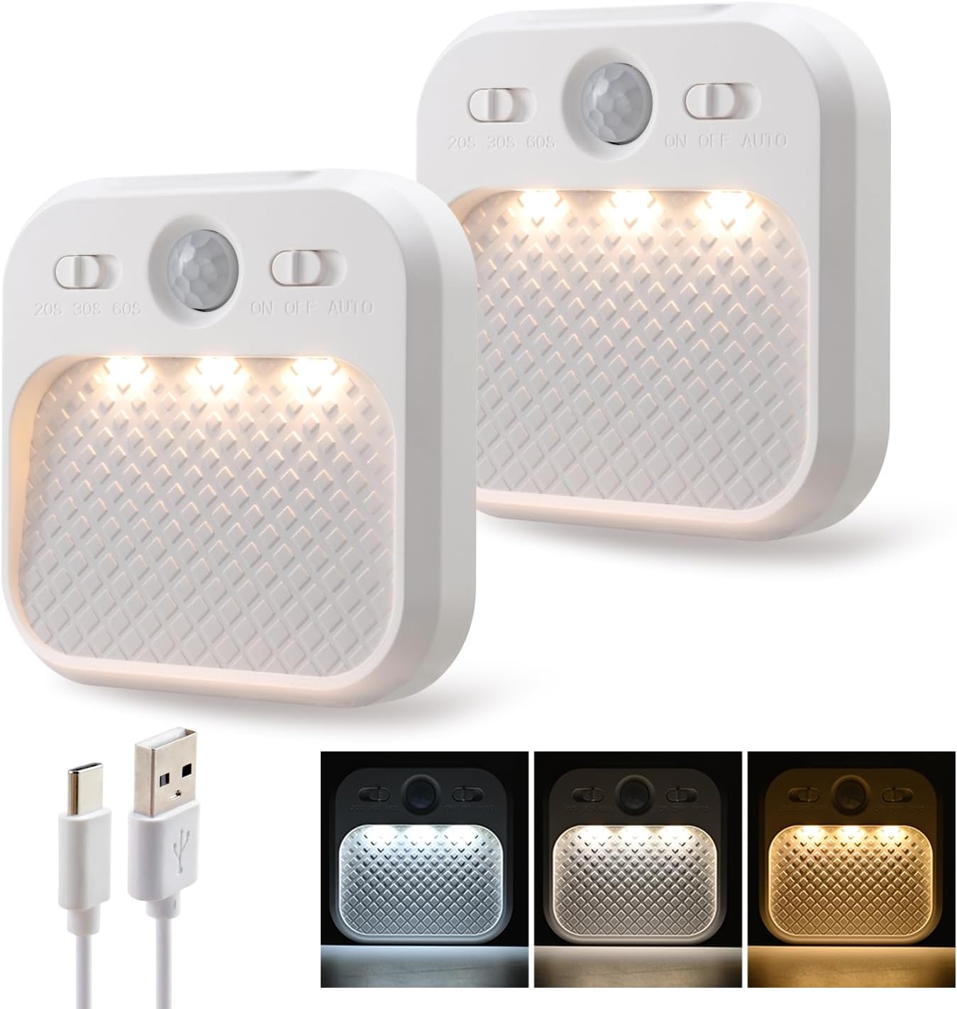 Led Night Light with Motion Detector 2 Pack, Cabinet Light Dimmable ...