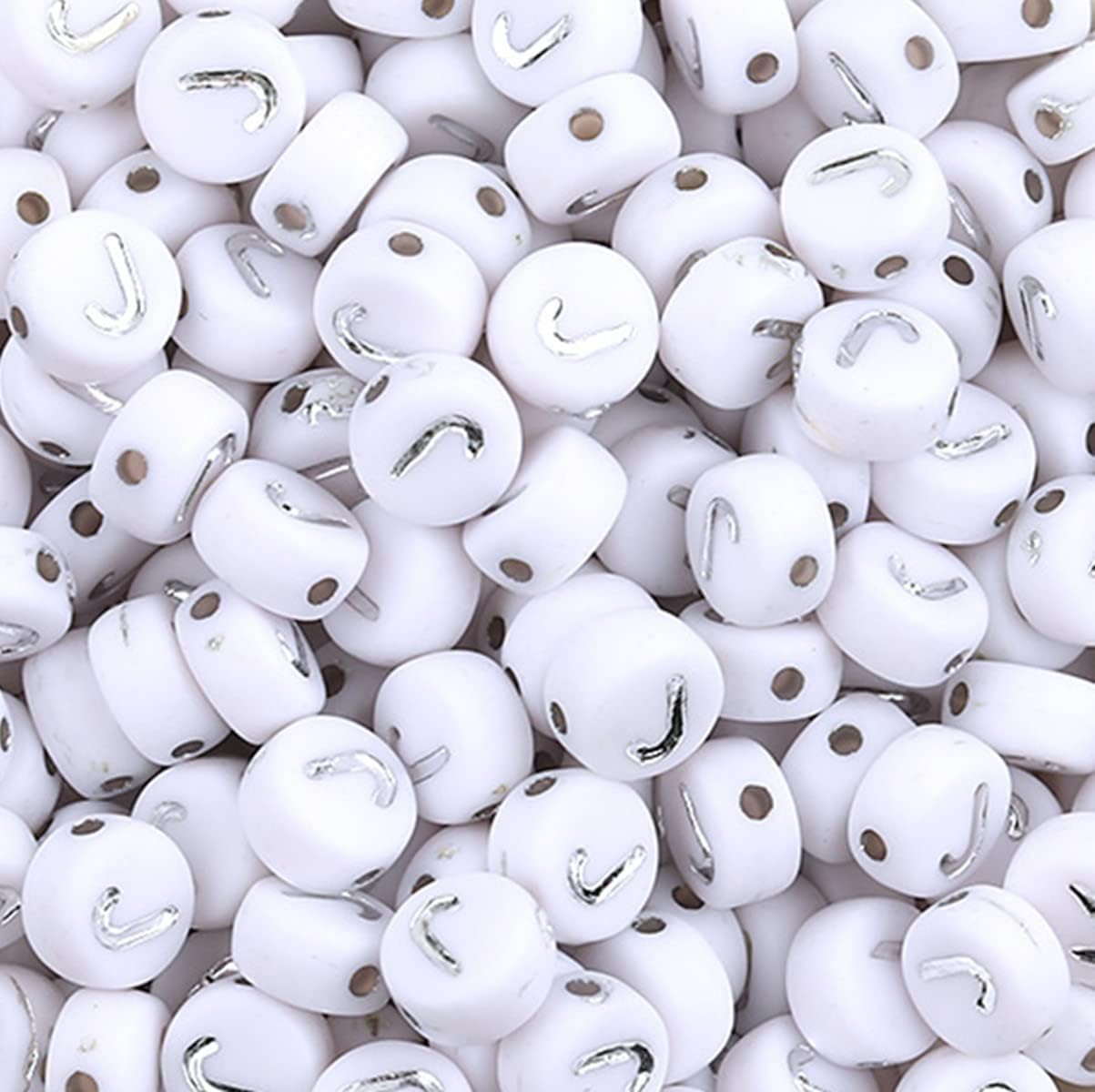 Amazon.com: Bxwoum 100 Pieces 4×7mm Silver Round Acrylic Alphabet ...