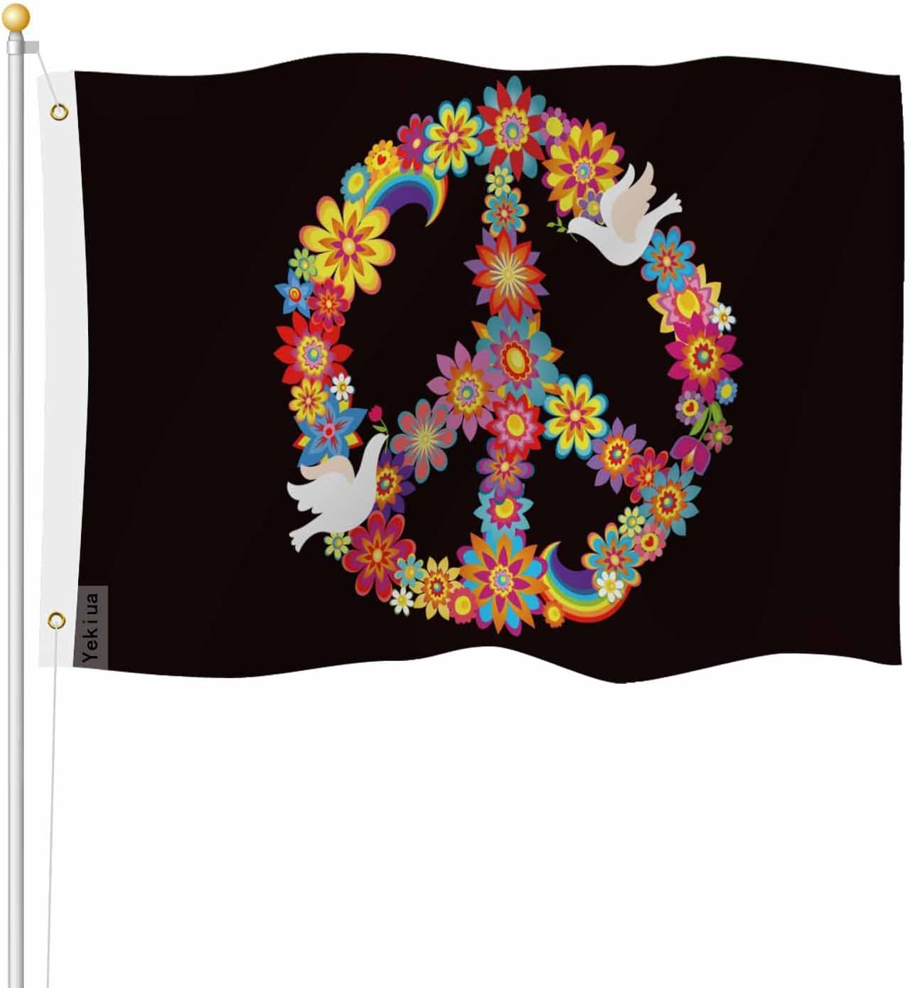 Amazon.com : Peace Flag 3x5 Ft Fade Proof Outdoor/Inside Hippie ...