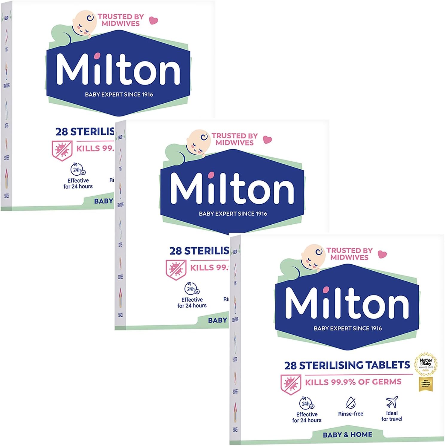 3 x Milton Sterilising Tablets - 84 Tablets | Kills 99.9% of Germs ...