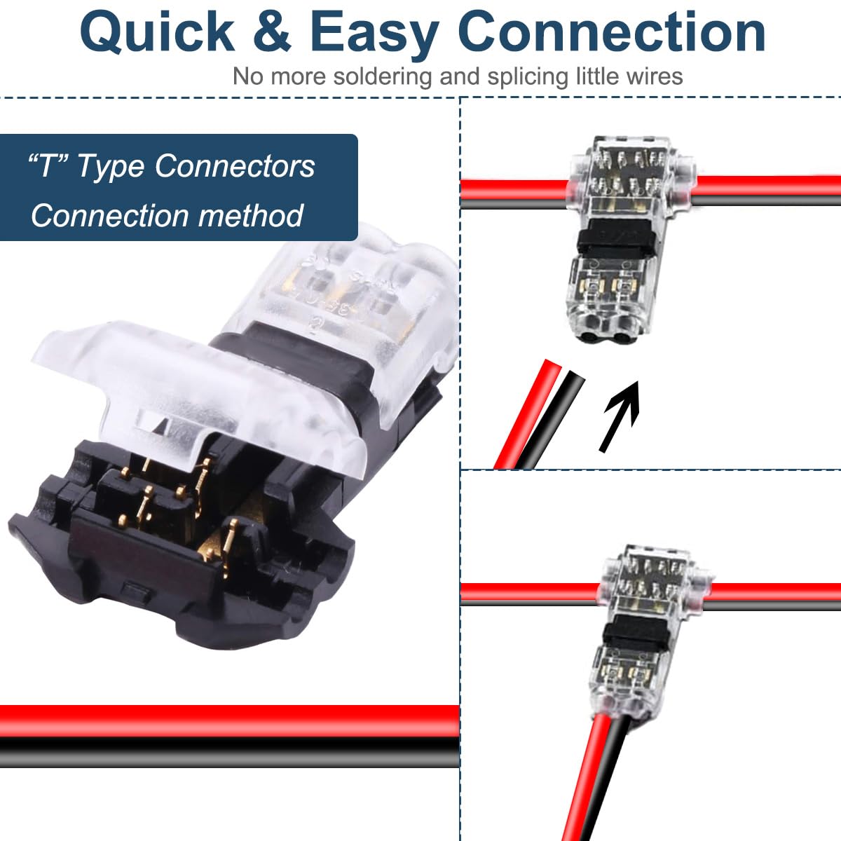 Snapklik.com : DAOKAI Low Voltage Wire Connector,T Tap Connectors 2 Pin ...