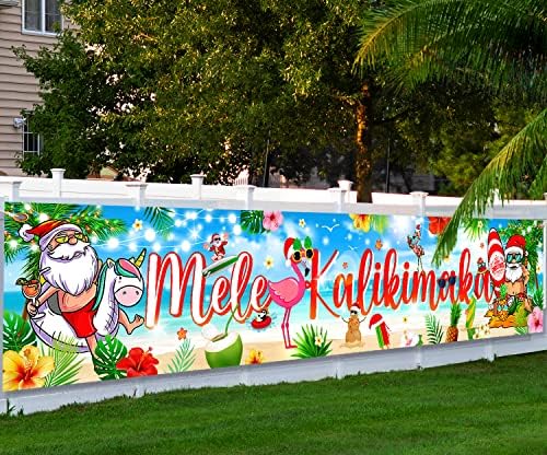Amazon.com: Mele Kalikimaka Banner Decoration,Hawaii Christmas Party ...
