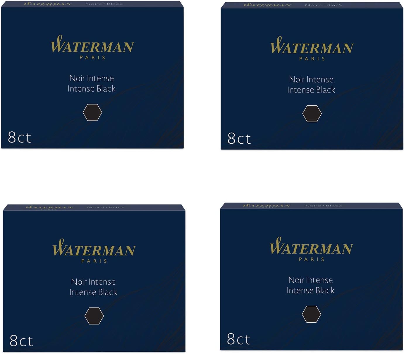 Waterman Fountain Pen Ink Cartridges | Long | Intense Black | 8 Count ...