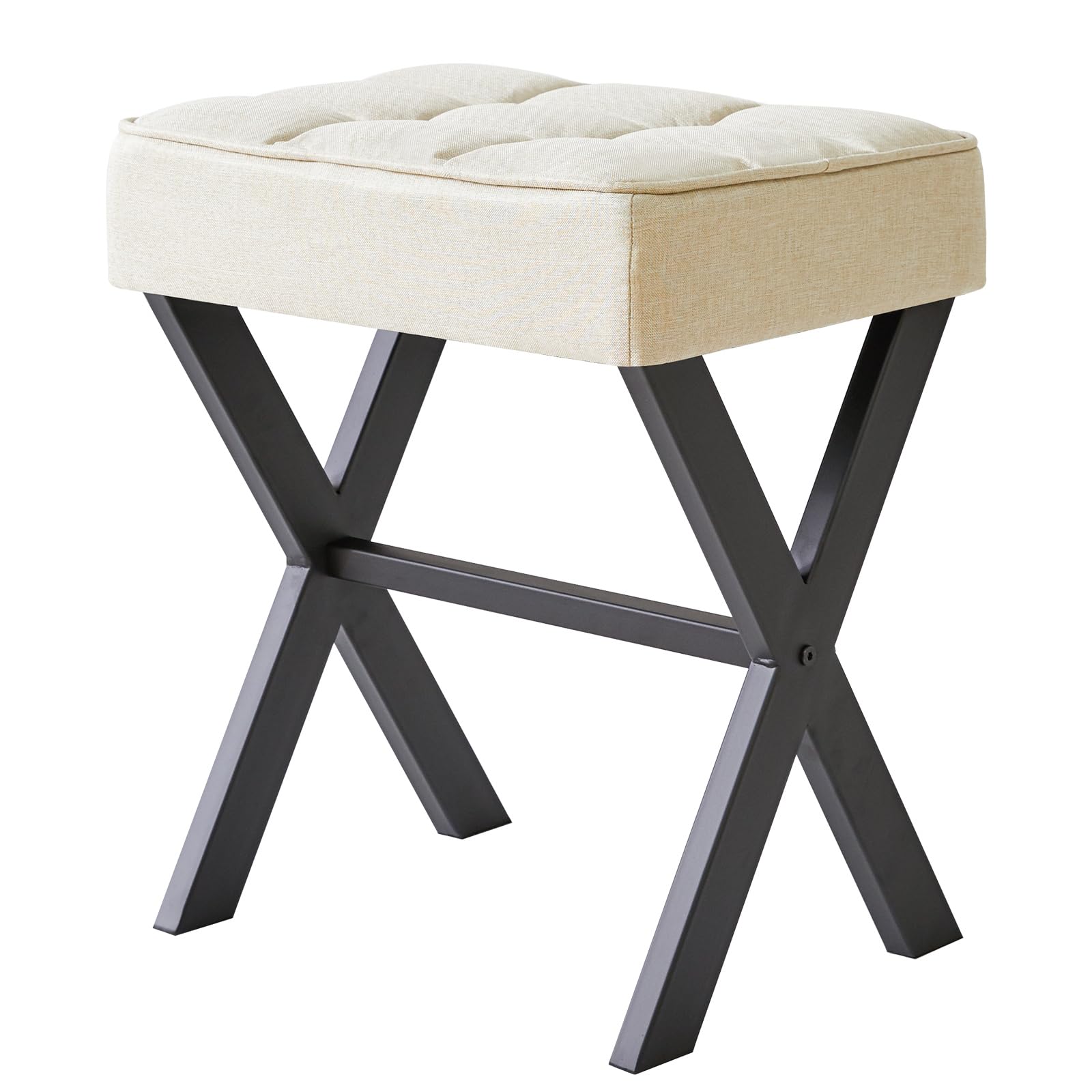 Amazon.com: IBUYKE Square Makeup Stool with X-Leg Foot Rest, Linen ...