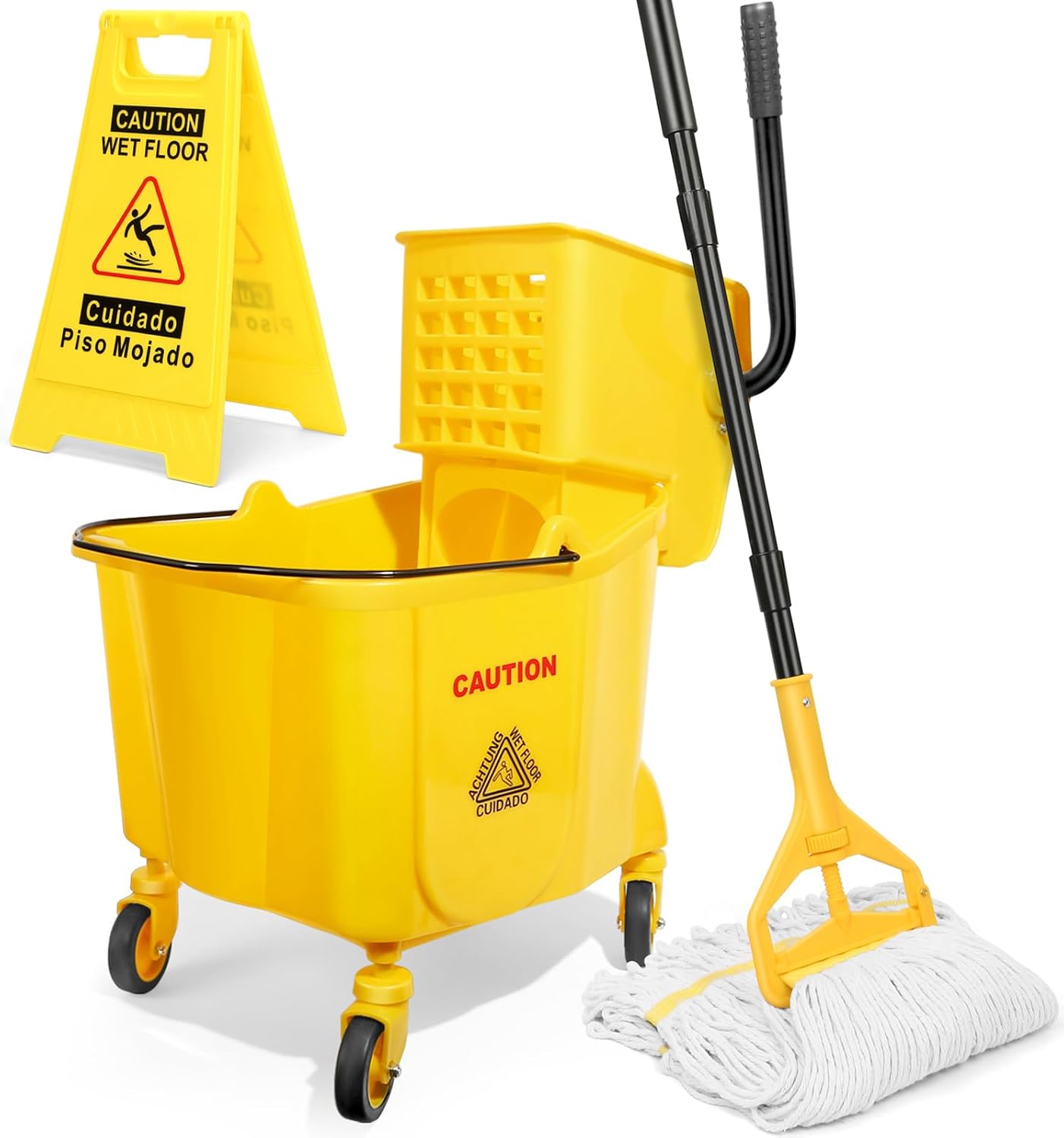 Amazon.com: 38 Qt Commercial Mop Bucket with Side Press Wringer on ...