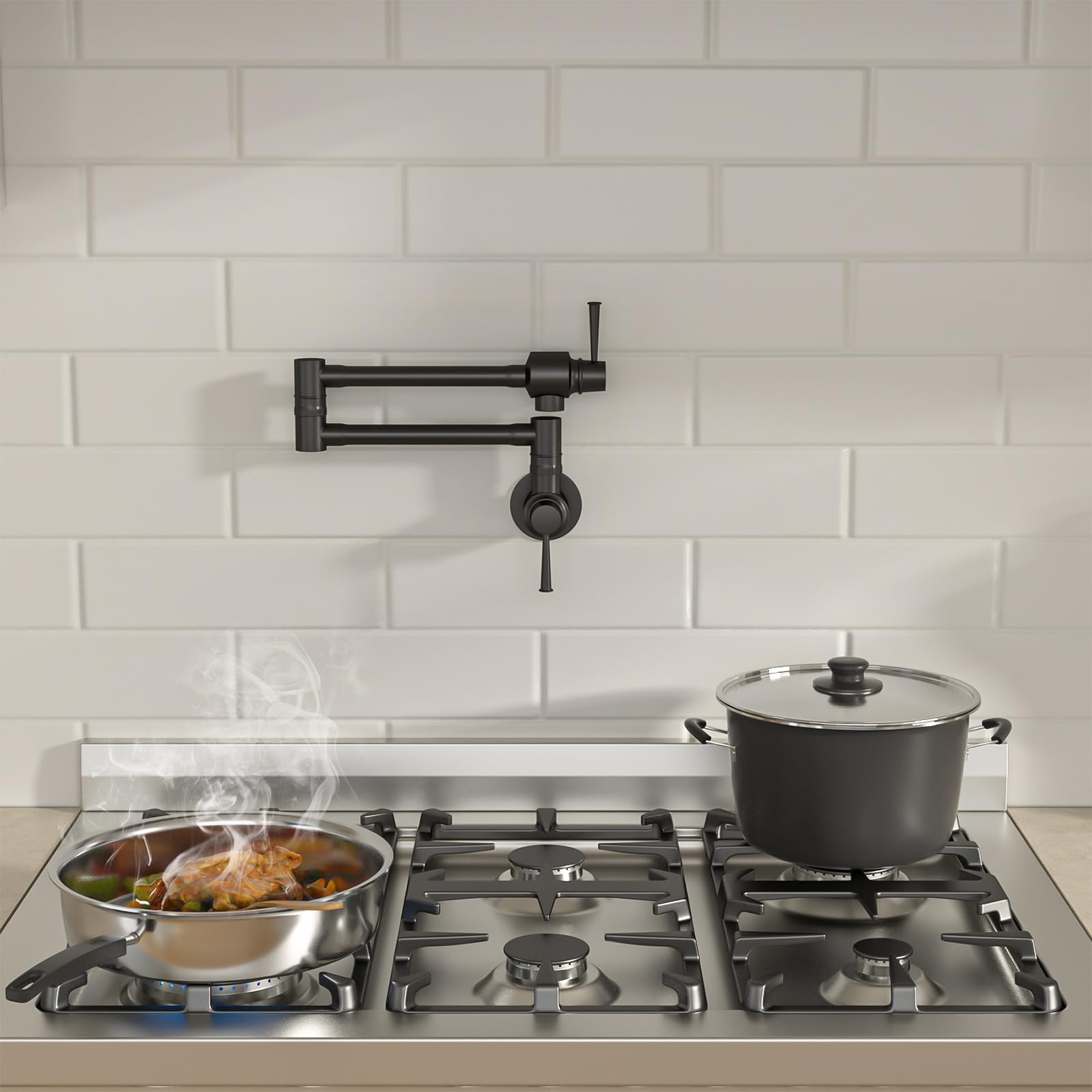 Snapklik.com : Lordear Black Pot Filler Faucet Solid Brass Pots Filler ...