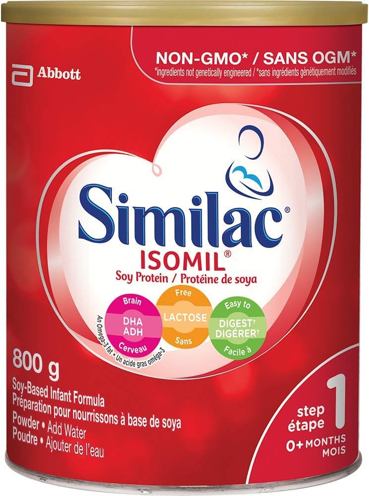 Similac Isomil with DHA Non-GMO Baby Formula, Powder, Lactose-Free, 800 ...