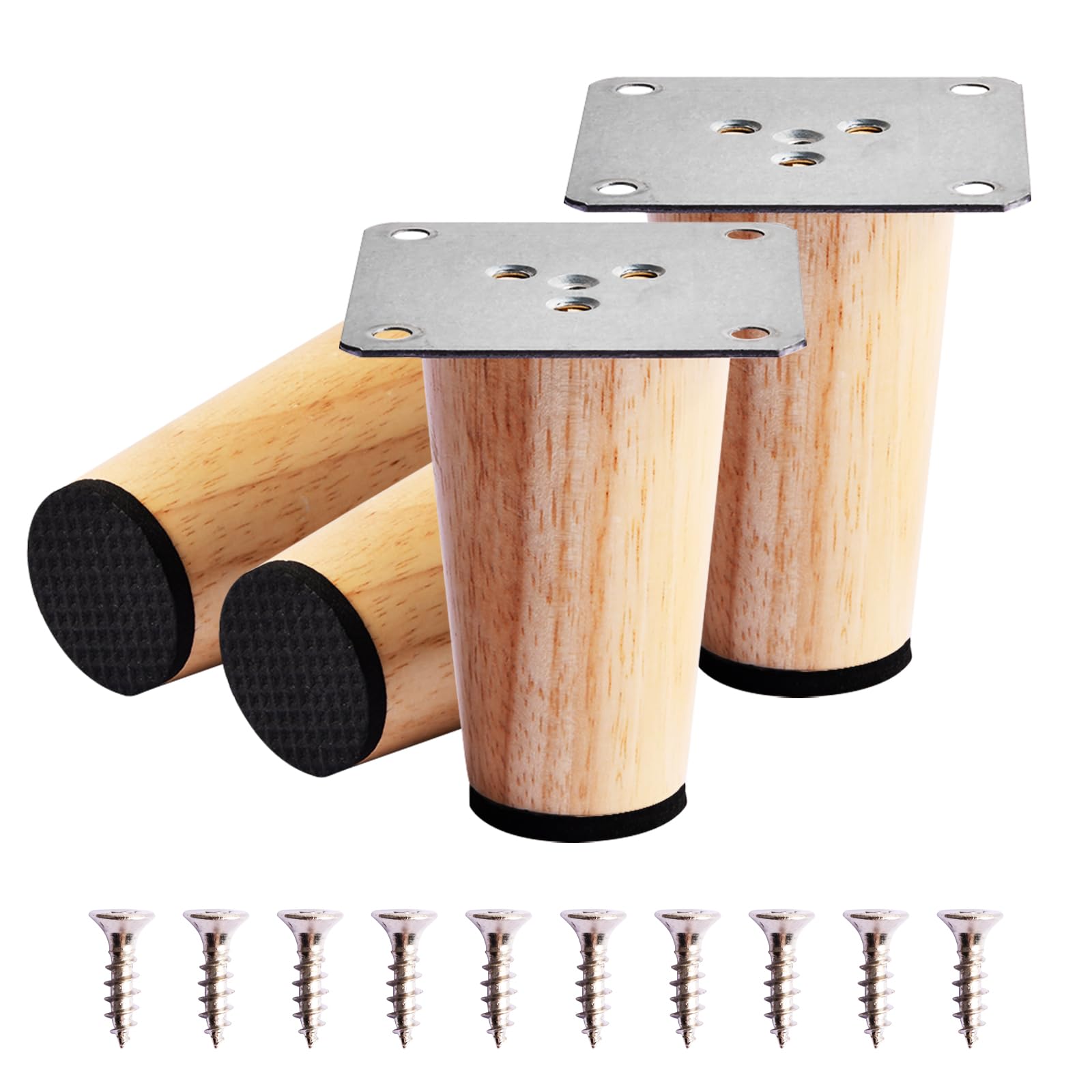 4 Pieces 8CM Wooden Furniture Legs, Straight Solid Tapered Wood Sofa ...