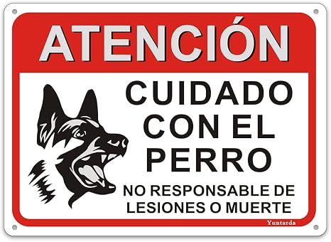 Señal Cuidado con el Perro, Cartel de Cuidado con el Perro Prohibido ...