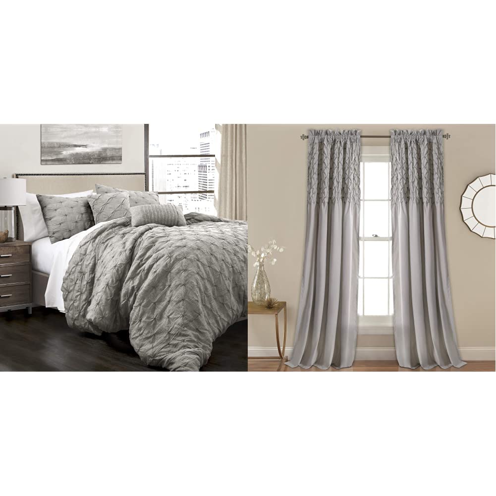 Lush Decor Vintage Chic Ravello, King, Gray & Bayview Curtains ...