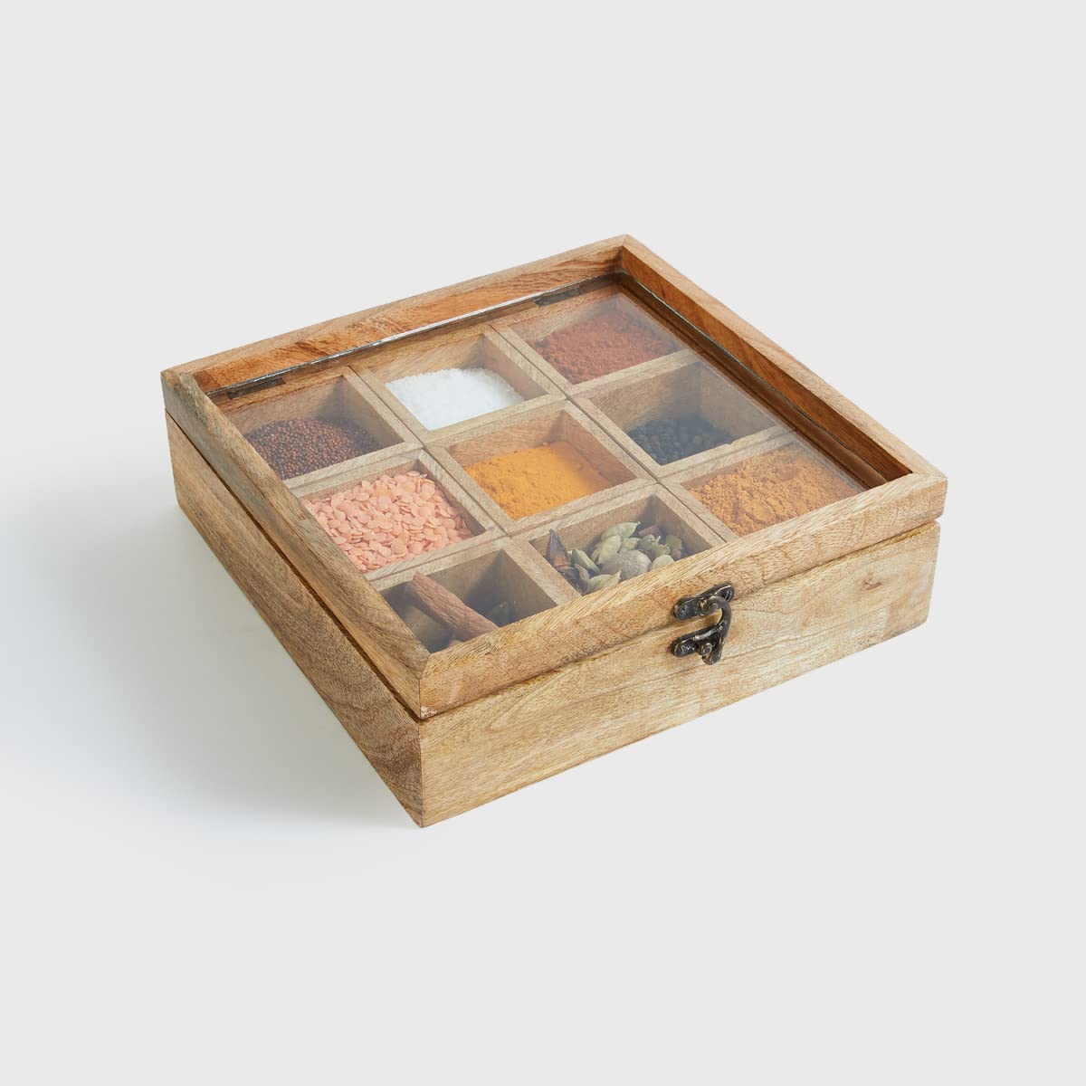 Buy Home Centre Mirage Pikes Brown Wooden Masala Box With Spoon Online ...