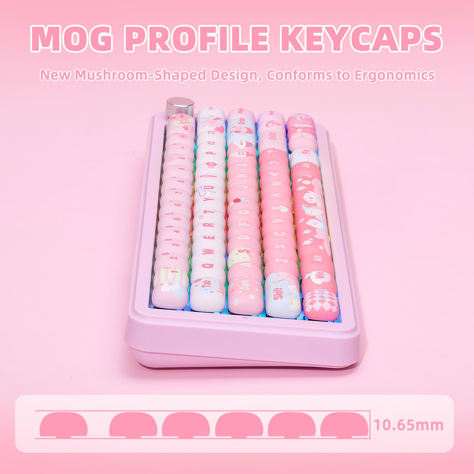 Snapklik.com : YUNZII Cute Pink Ice Cream Custom Keycaps, 138 Keys Dye ...