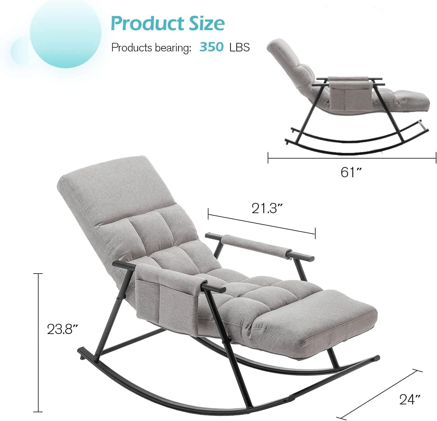 MELLCOM Silla mecedora moderna silla mecedora Accent con 7 posiciones ...