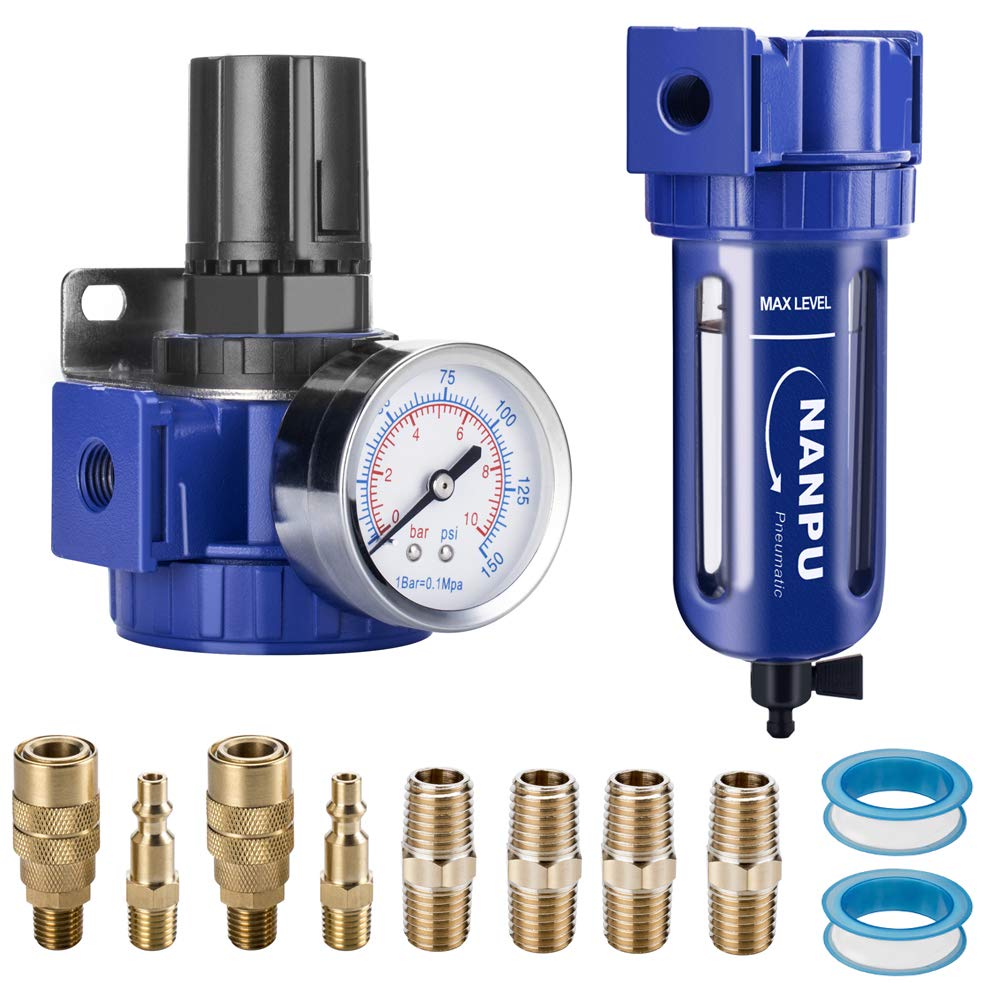 Buy NANPU 1/2" Compressed Air Regulator+1/4" Compressed Air Filter, for ...