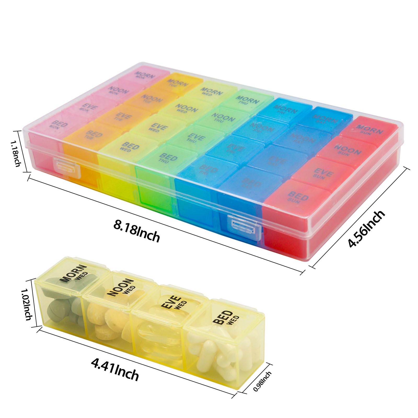 Snapklik.com : Weekly Pill Organizer 4 Times A Day, 7-Day Pill Boxes ...