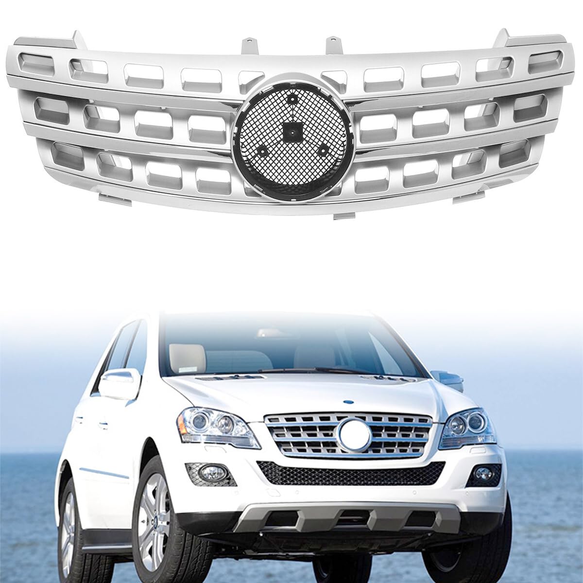 Amazon.com: Chrome Bumper Grille Compatible with 2005 2006 2007 2008 ...