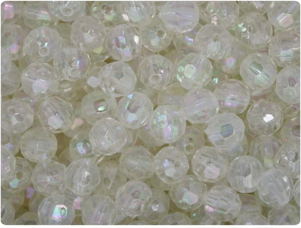 Amazon.com: BeadTin Crystal Transparent 8mm Faceted Round Plastic Craft ...
