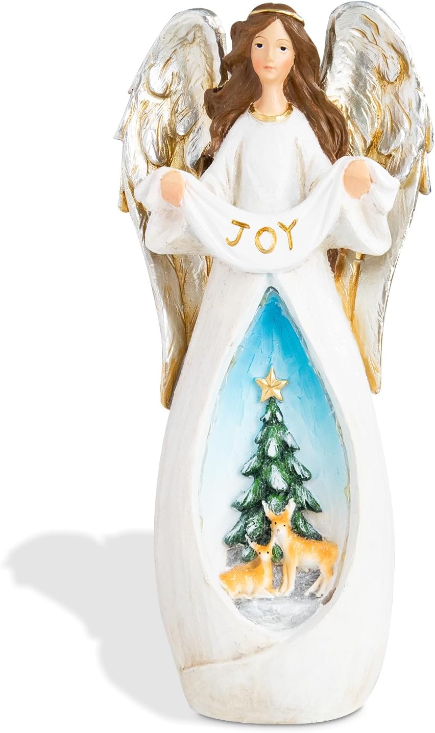 Amazon.com: Christmas Angels Figurines Holding LED Light Crystal Star ...