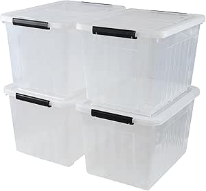 Amazon.com - Ewingger 50 L Plastic Lidded Storage Bin, 4 Pack Clear ...