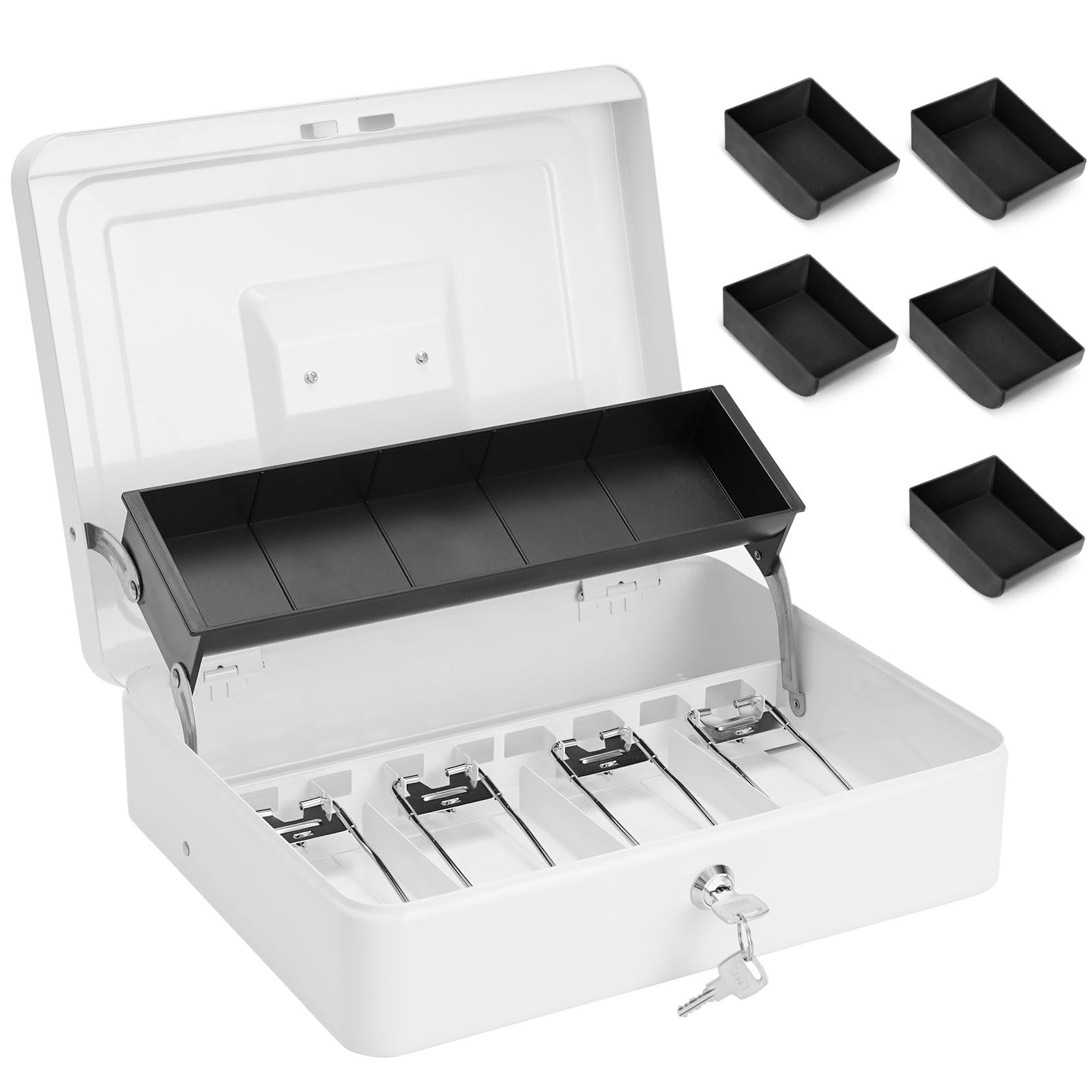 Amazon.com: Sgorlds Large Locking Cash Box with Key Lock and Money Tray ...